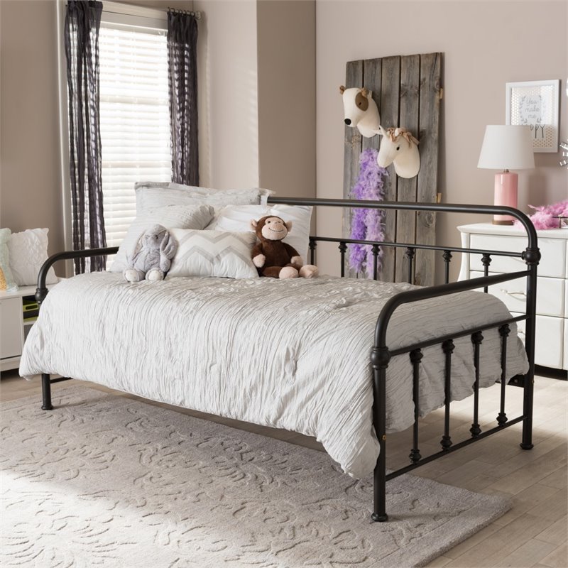 Baxton Studio Elsie Metal Daybed in Antique Bronze | Cymax Business