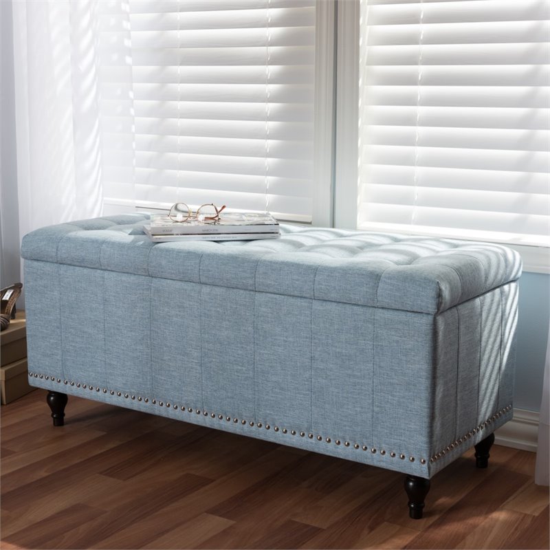 Kaylee Storage Bench in Light Blue Homesquare
