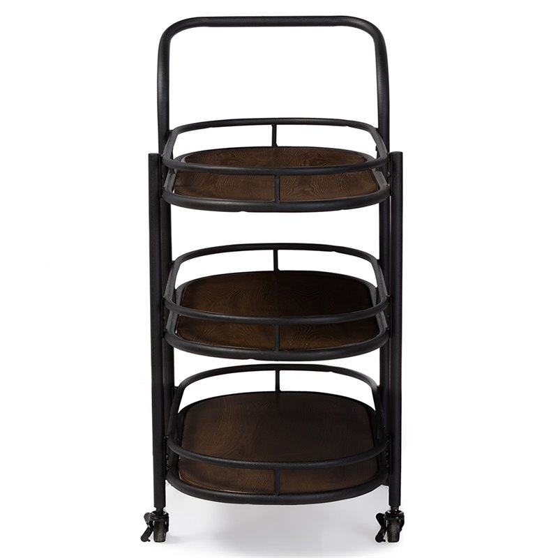 Baxton Studio Karlin Bar Cart in Brown and Antique Black | Cymax Business