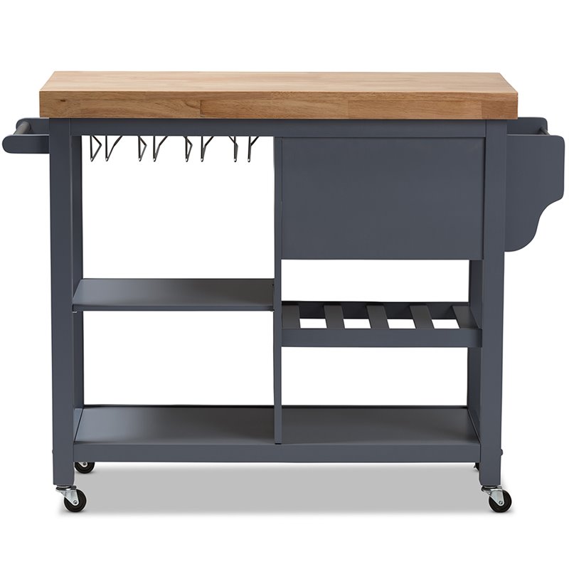 Baxton Studio Sunderland Kitchen Cart in Gray | Cymax Business