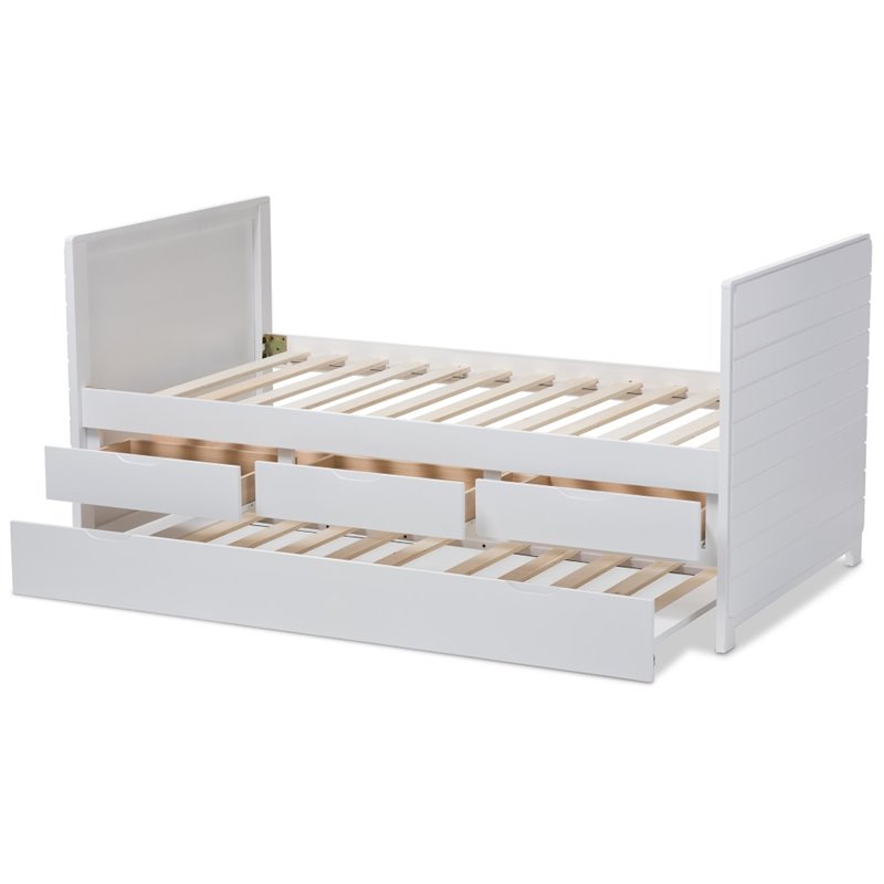 Baxton Studio Linna Storage Daybed with Trundle in White