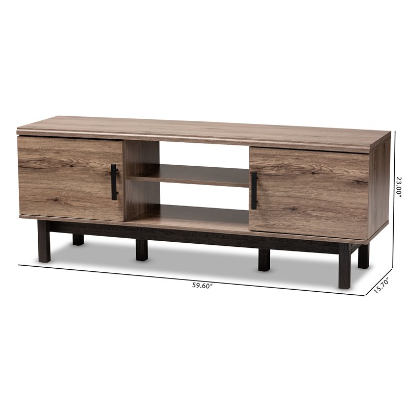 Baxton Studio Arend Two-Tone 2-Door Wood TV Stand in Oak and Black ...