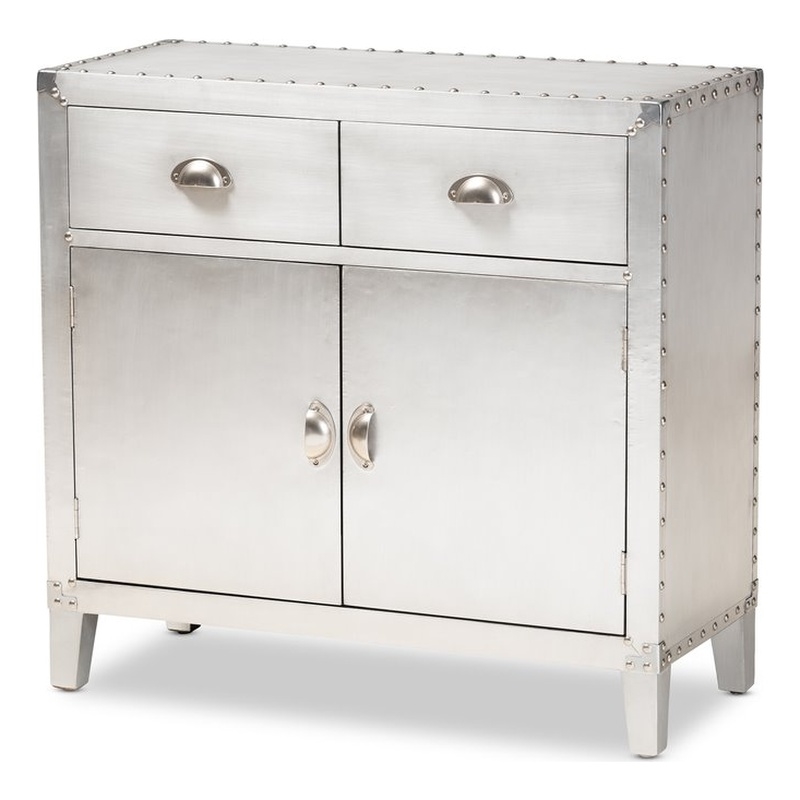 Baxton Studio Romain Silver Metal 2-Door Accent Storage Cabinet | Cymax ...