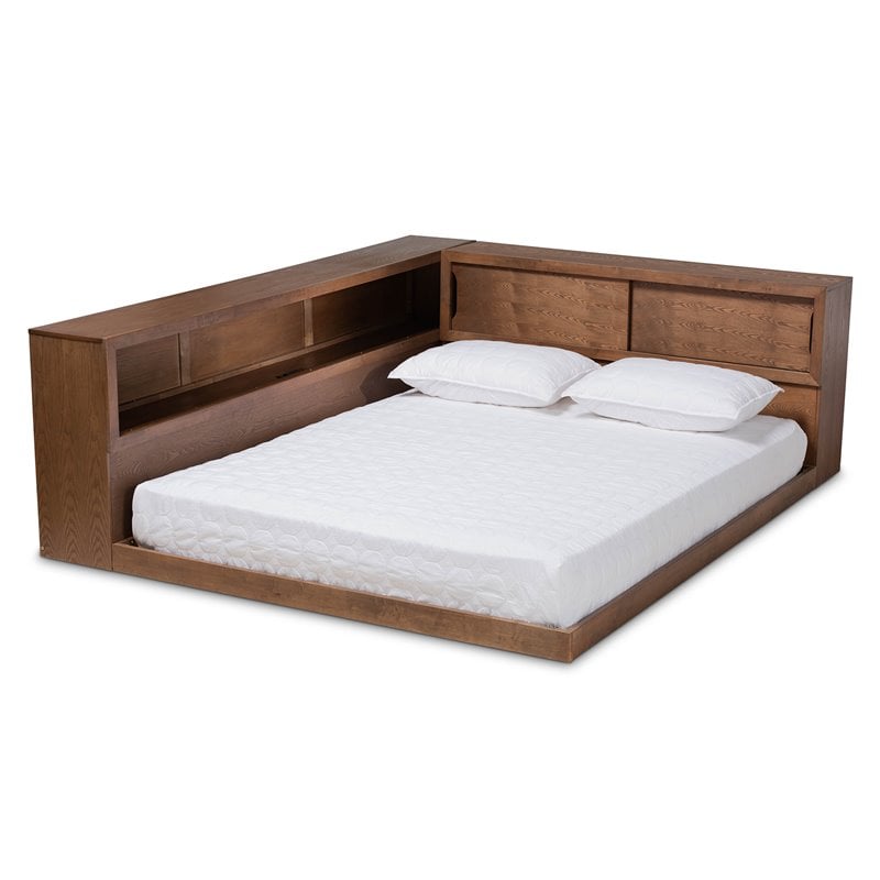 Baxton Studio Erie Walnut Finished Wood Queen Size Platform Storage Bed ...