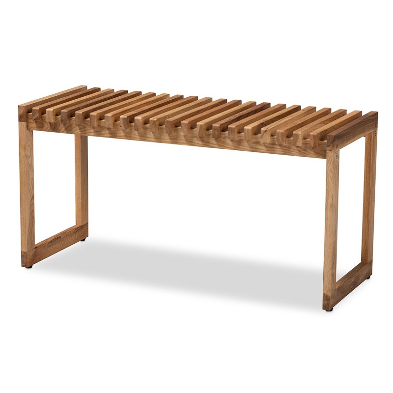 Baxton Studio Kaleb Rustic Oak Brown Finished Wood Bench | Cymax Business
