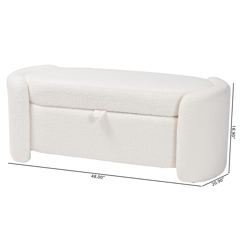 Baxton Studio Oakes Ivory Boucle Upholstered Storage Bench | Cymax Business