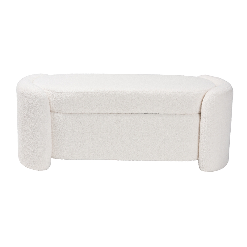 Baxton Studio Oakes Ivory Boucle Upholstered Storage Bench | Cymax Business