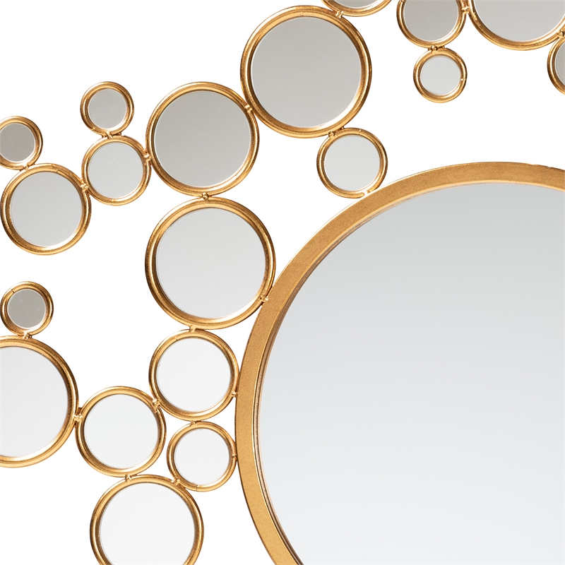 Baxton Studio Castiel Antique Goldleaf Metal Bubble Accent Wall Mirror ...