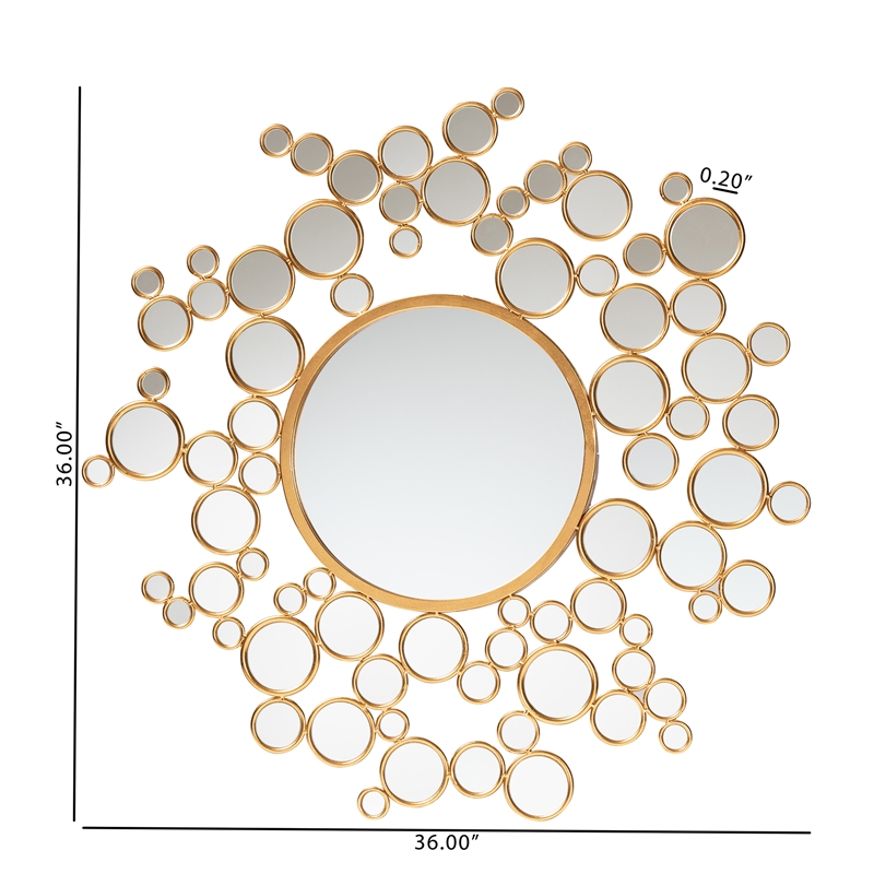 Baxton Studio Castiel Antique Goldleaf Metal Bubble Accent Wall Mirror ...