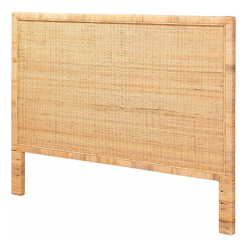 Baxton Studio Adelyn Rattan & Wood King Size Headboard in Brown | Bush ...