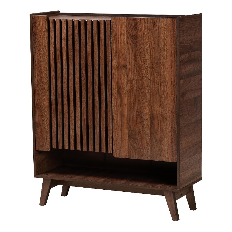 Baxton Studio Paricia 7-Shelf Wood Shoe Cabinet in Walnut Brown | Bush ...