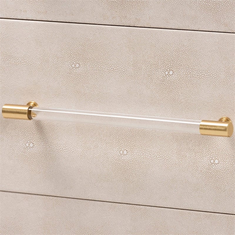 Baxton Studio Nira Modern Beige Faux Shagreen 3-Drawer Storage Cabinet