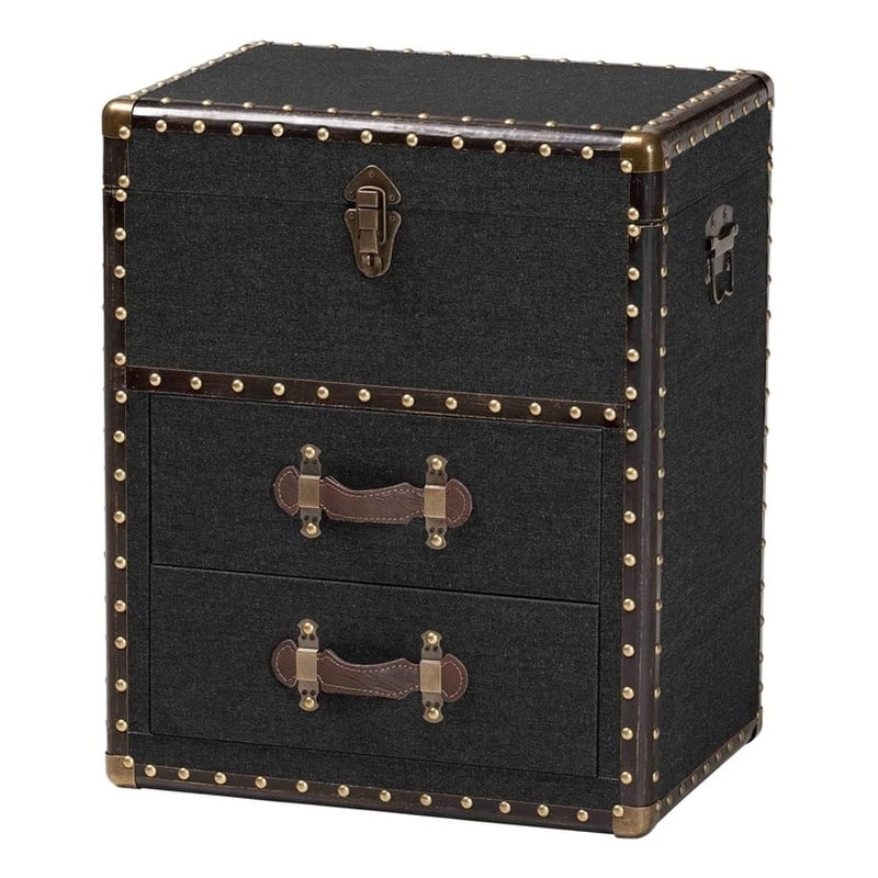 Baxton Studio Agatha Vintage Black Canvas 2-Drawer Storage Trunk ...