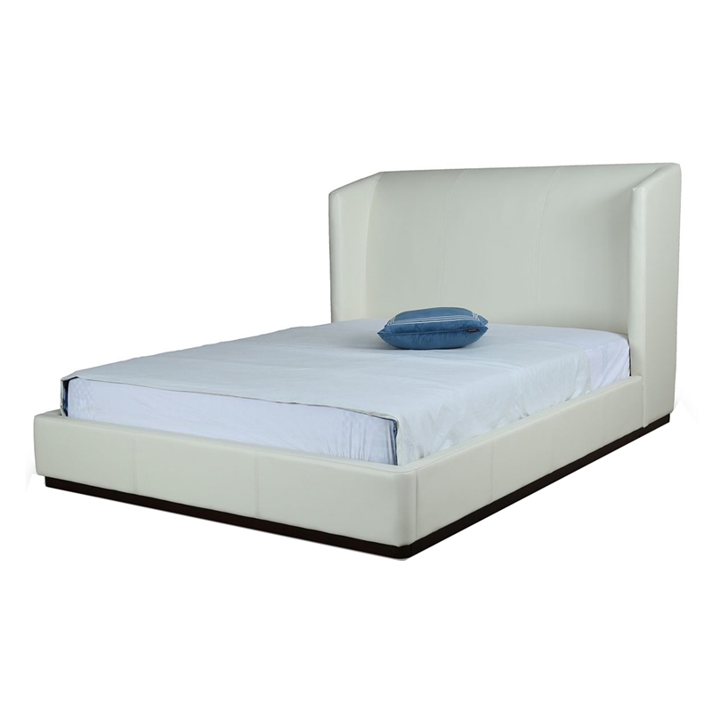 Manhattan Comfort Lenyx Faux Leather Full Size Bed Frame in Cream