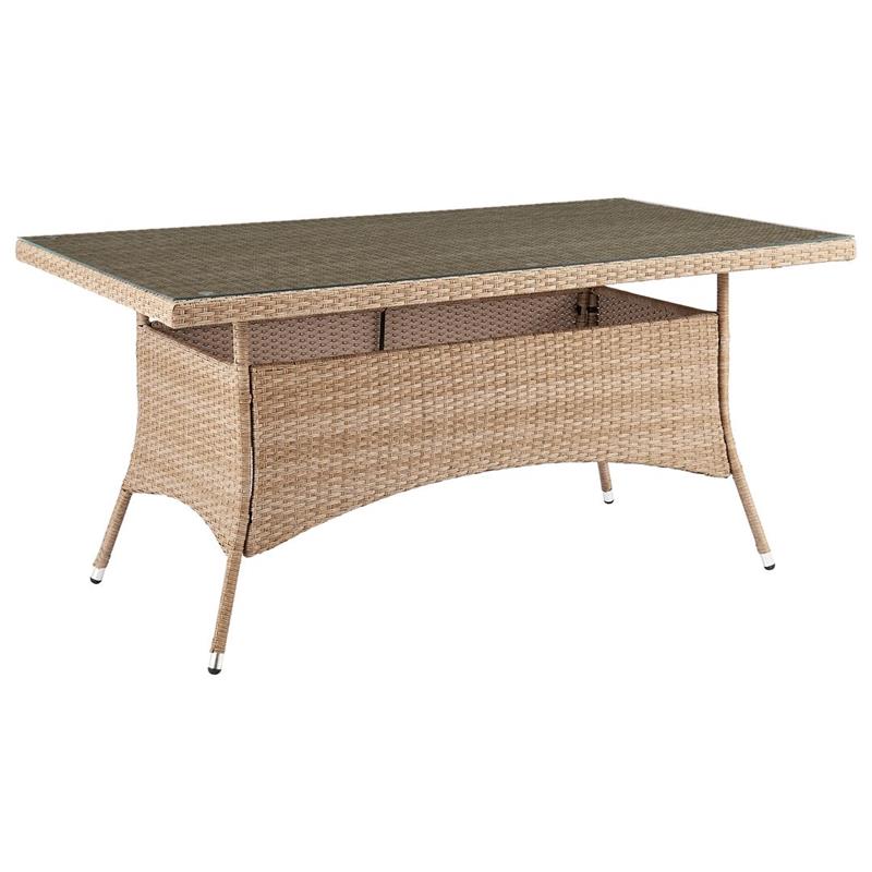 Manhattan Comfort Genoa Wicker / Rattan Patio Dining Table in Natural ...