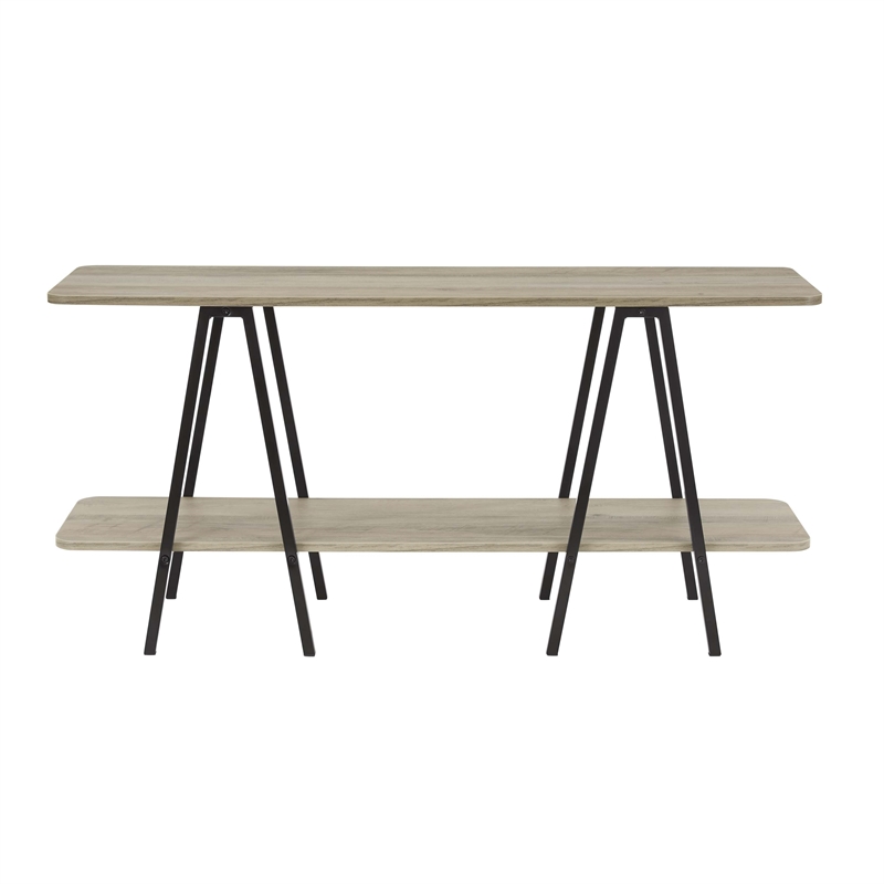 Manhattan Comfort Celine Side Table Console from Engineered Wood in Rustic Gray
