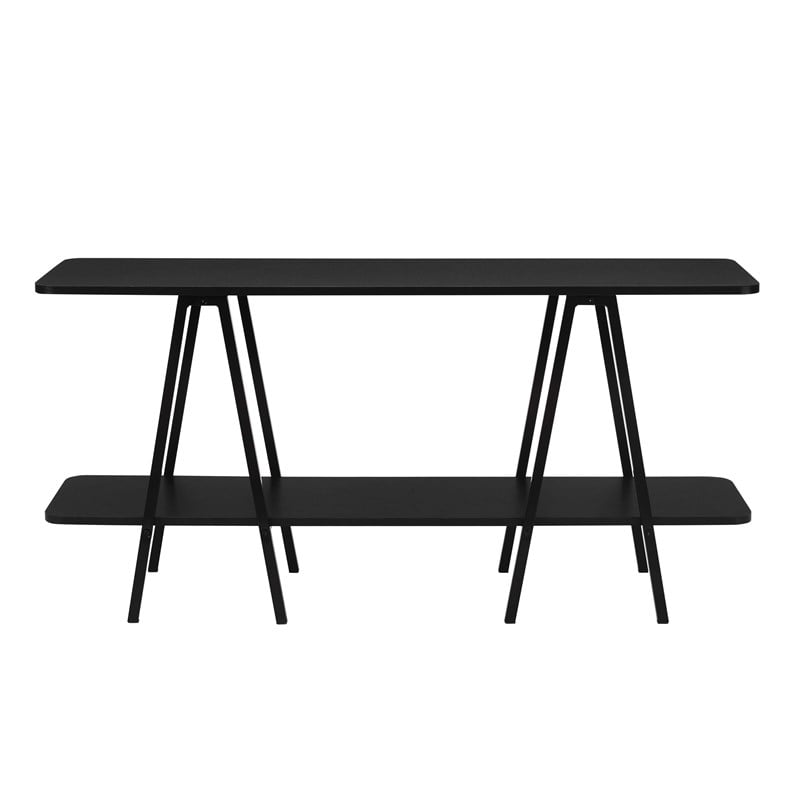 Manhattan Comfort Celine Side Table Console from Engineered Wood in Black