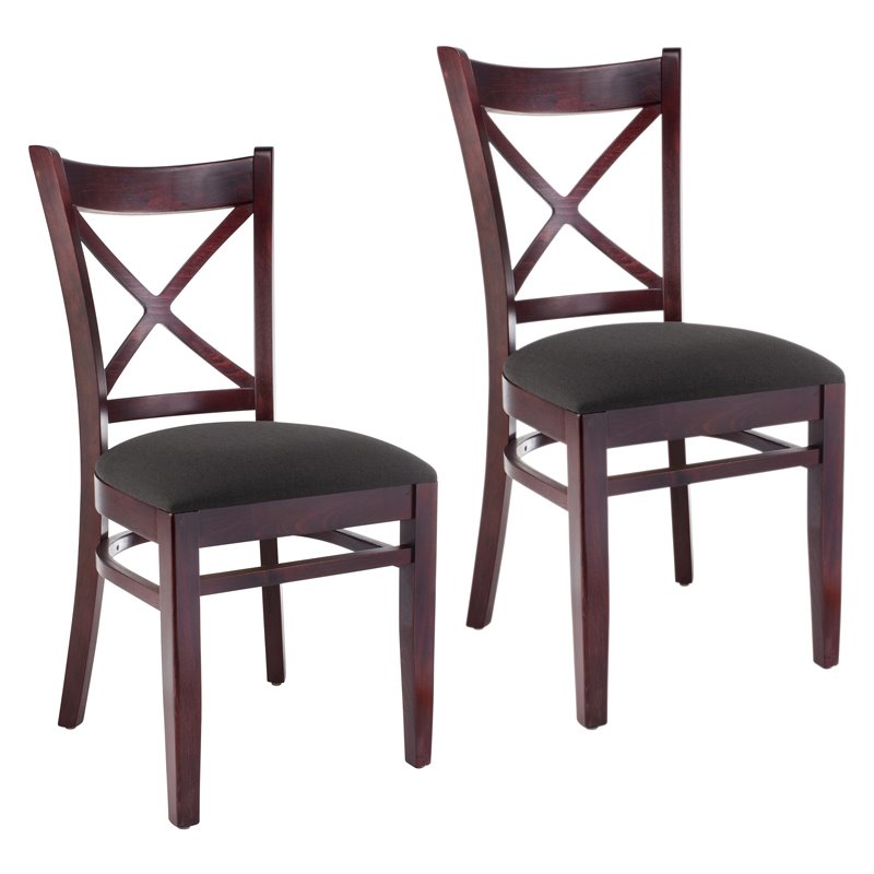 Cross Back Side Dining Chair in Dark Mahogany (Set of 4) | Cymax Business