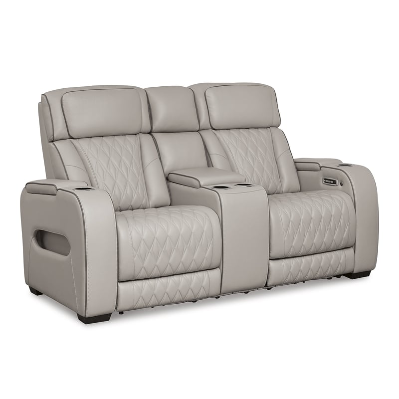 Signature Design by Ashley Boyington Gray Power Reclining Loveseat with Console