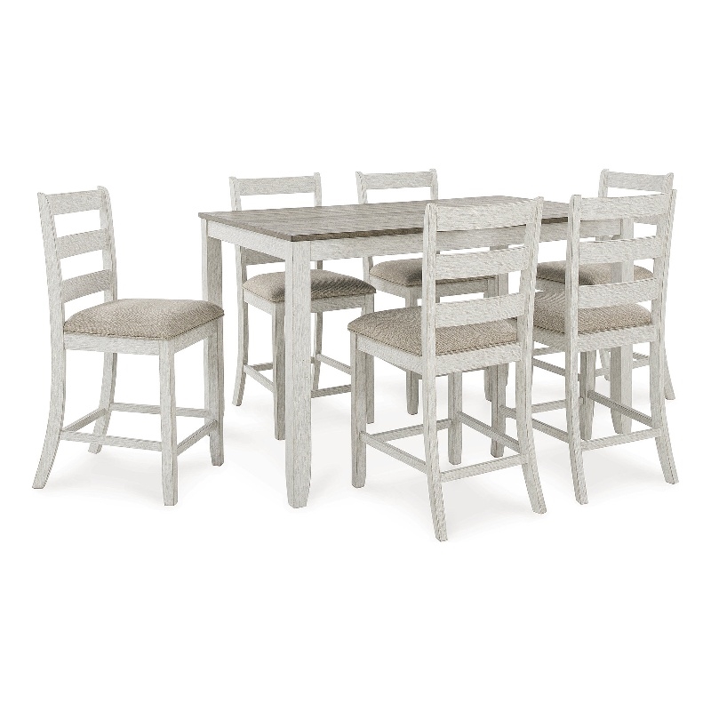Ashley Furniture Skempton White Counter Height Dining Table Set - Set ...