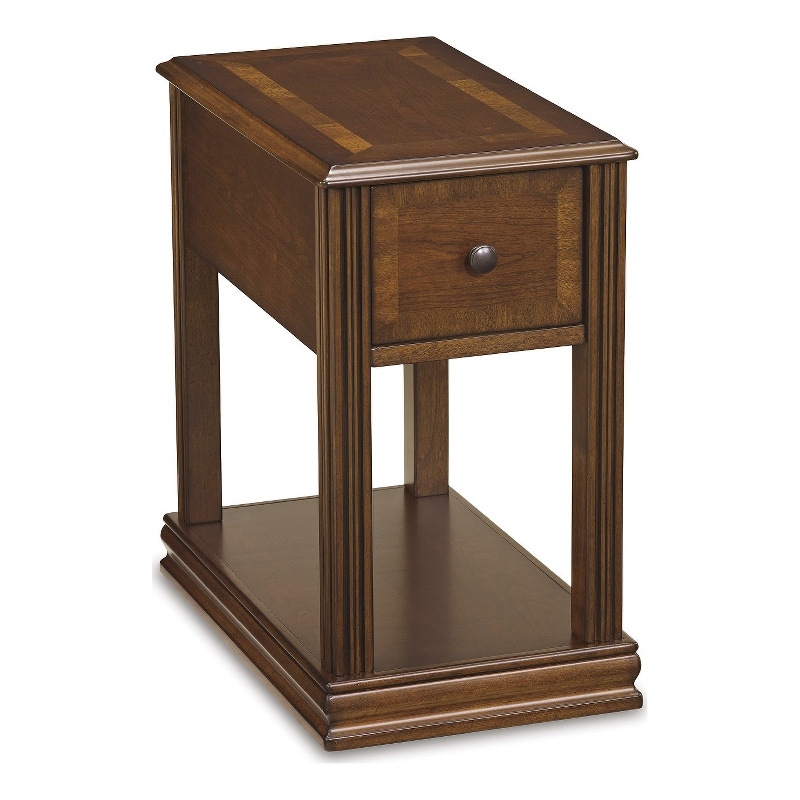 Ashley Furniture Furniture Breegin 1 Drawer End Table in Cherry | Cymax ...