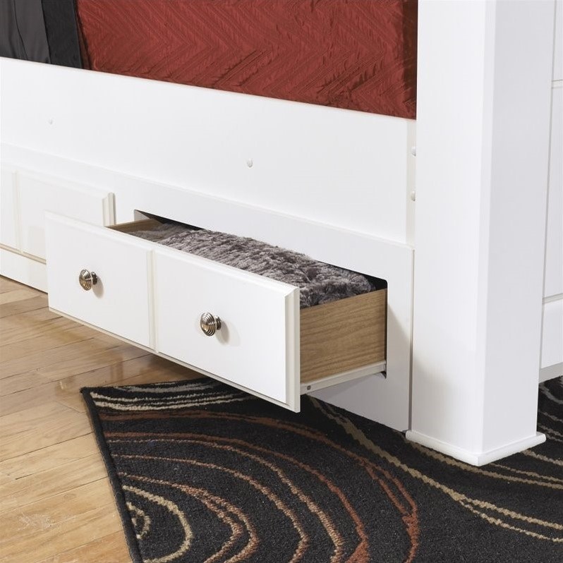 Ashley Weeki Wood Queen Double Drawer Panel Bed in White - B270-50x2-61 ...