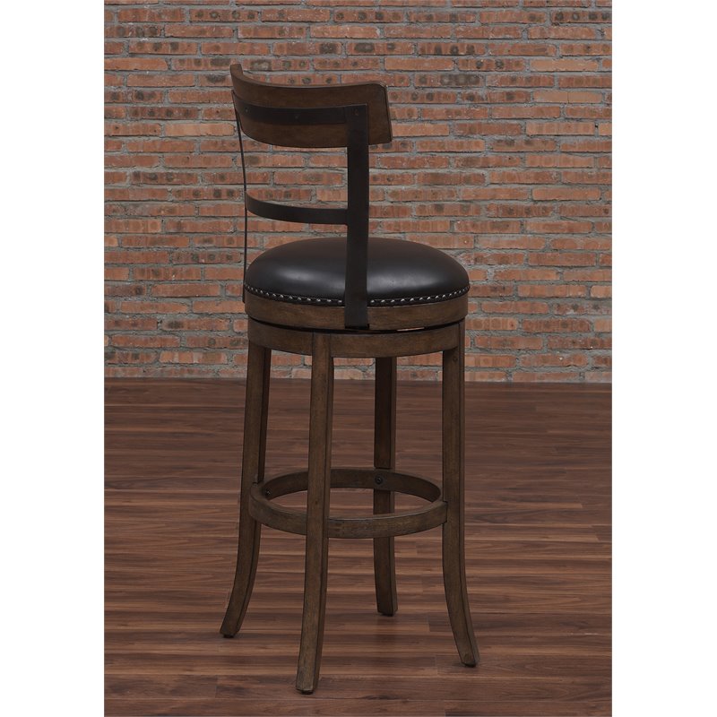 American Woodcrafters Taranto 34-inch Washed Brown Wood Swivel Tall Bar ...