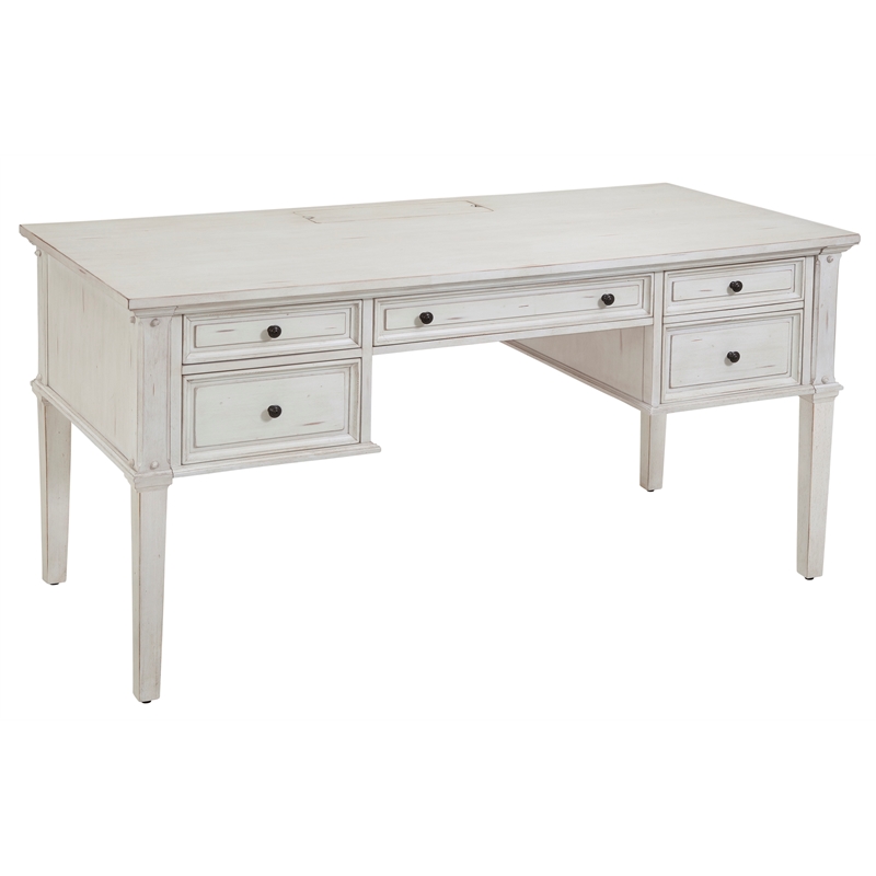 American Woodcrafters Sedona Antique White 60-inch Wood Storage Desk ...