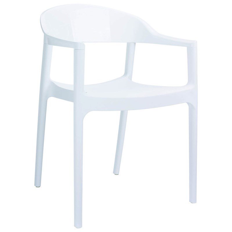 Compamia Carmen Patio Dining Chair with White Seat in Glossy White ...