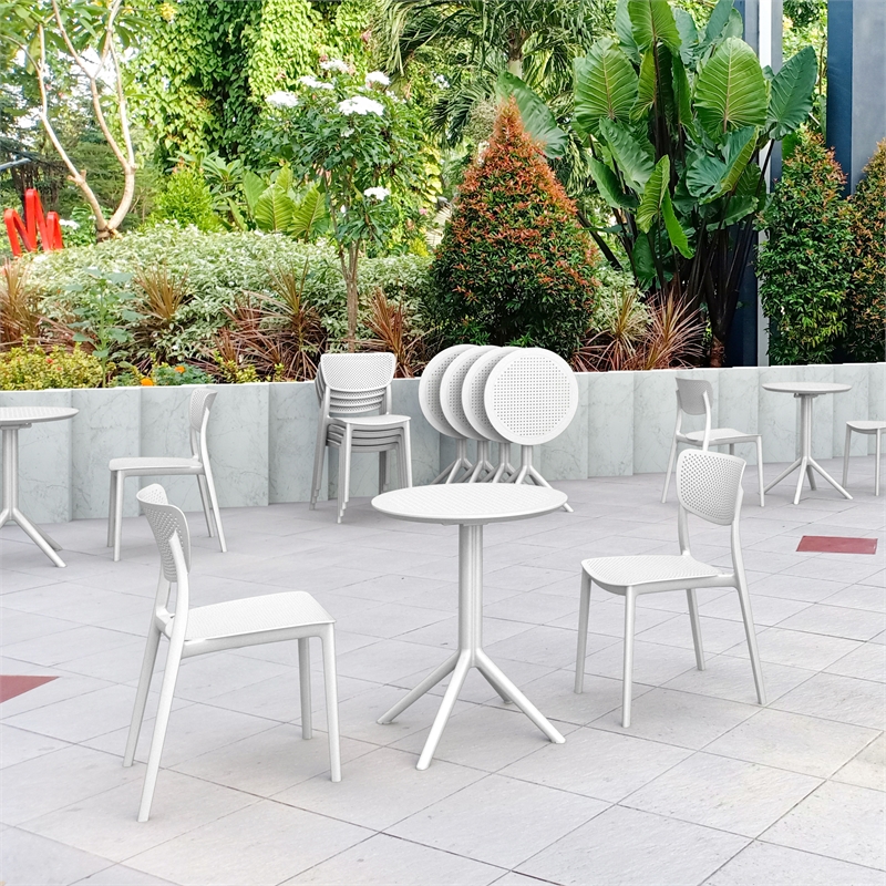 Compamia Lucy Round Bistro Set 3 Piece with 24 inch Table Top White ...