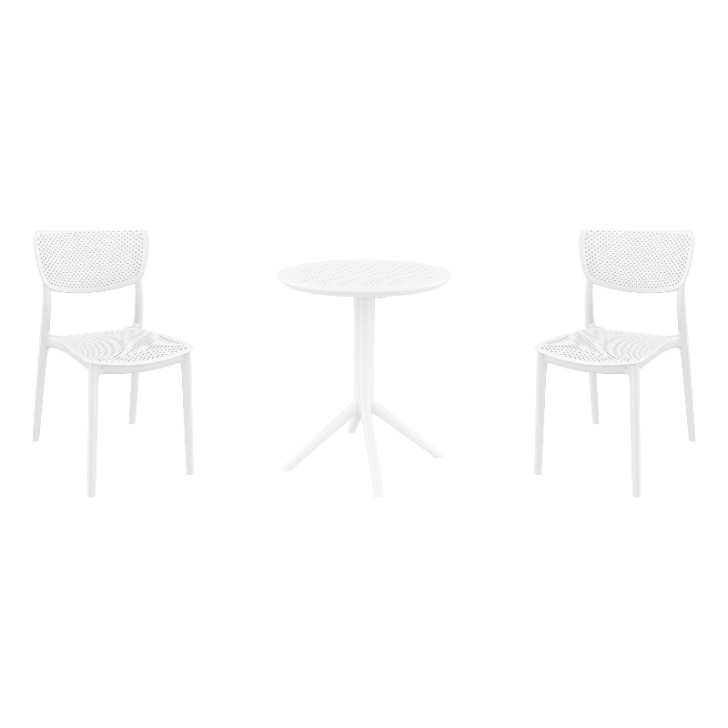 Compamia Lucy Round Bistro Set 3 Piece with 24 inch Table Top White ...