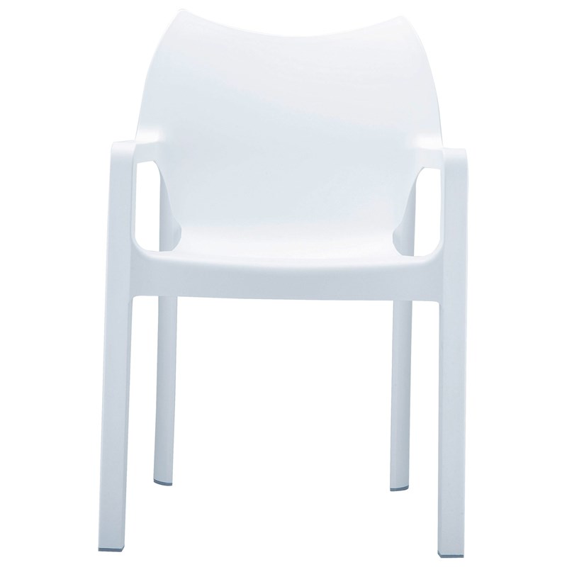 Compamia Diva Resin Outdoor Patio Dining Arm Chair in White | Cymax ...