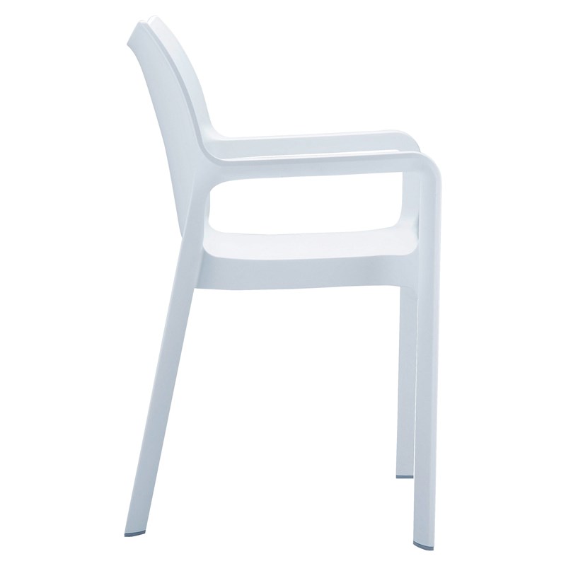 Compamia Diva Resin Outdoor Patio Dining Arm Chair in White | Cymax ...