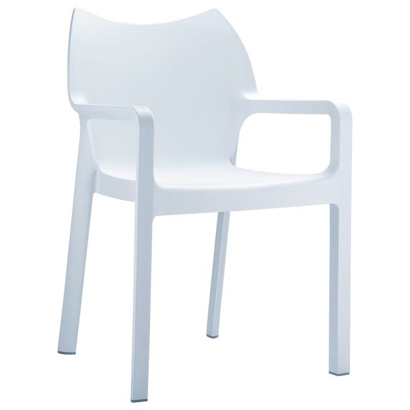 Compamia Diva Resin Outdoor Patio Dining Arm Chair in White | Cymax ...