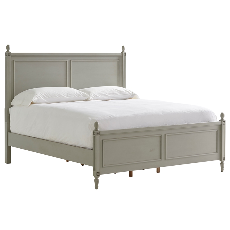 Antiqued Wood King Panel Bed in Gray - U099E265B