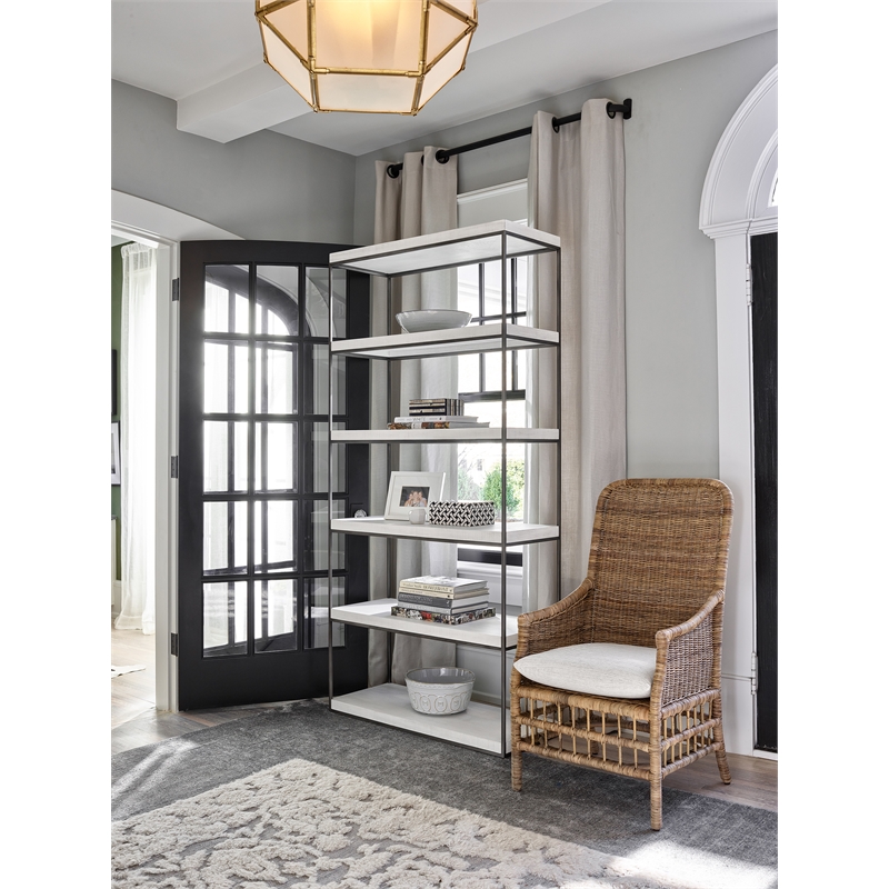 Universal Furniture Modern Farmhouse Metal and Wood Braxton Etagere in white Cymax Business