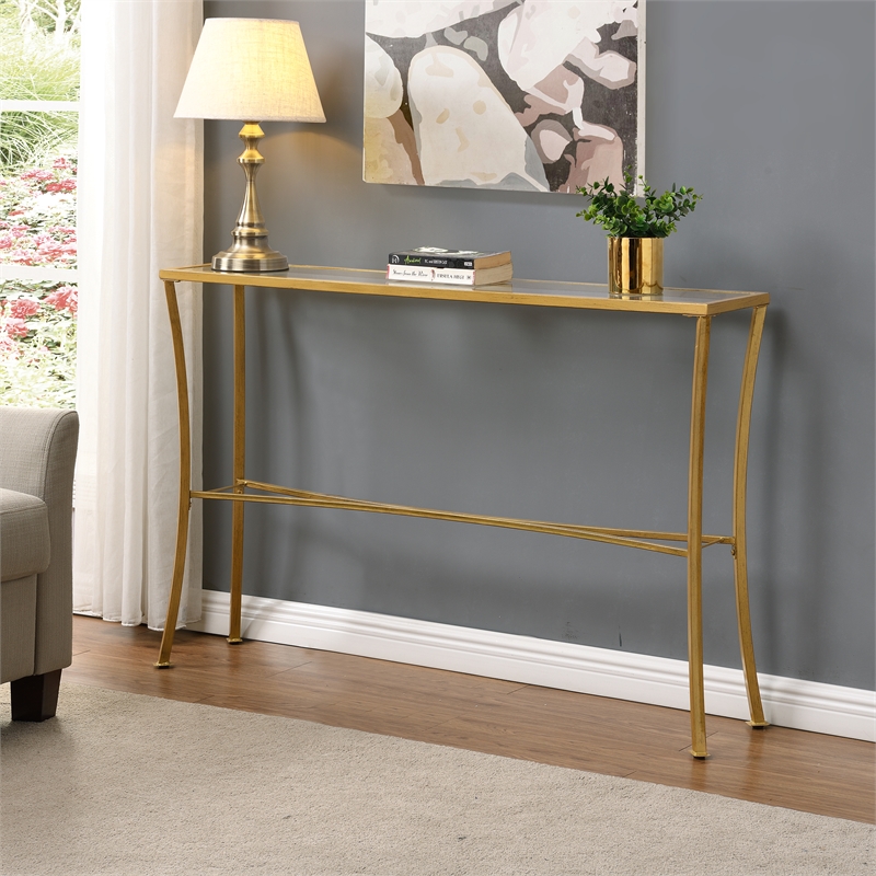 Carolina Classics Palin Glass Top Console Table in Antique Gold ...