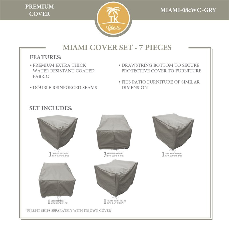 MIAMI-08c Protective Cover Set in Gray | Homesquare