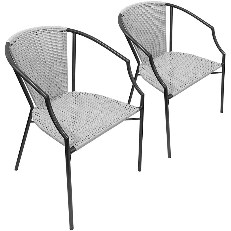 TK Classics Outdoor Resin/Wicker Back Stackable Dining Armchair Cream ...