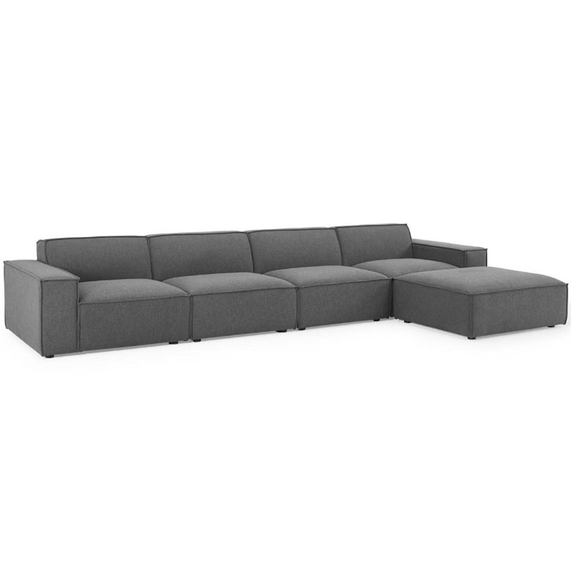 Modway Restore 5-Piece Modern Polyester Fabric Sectional Sofa in ...