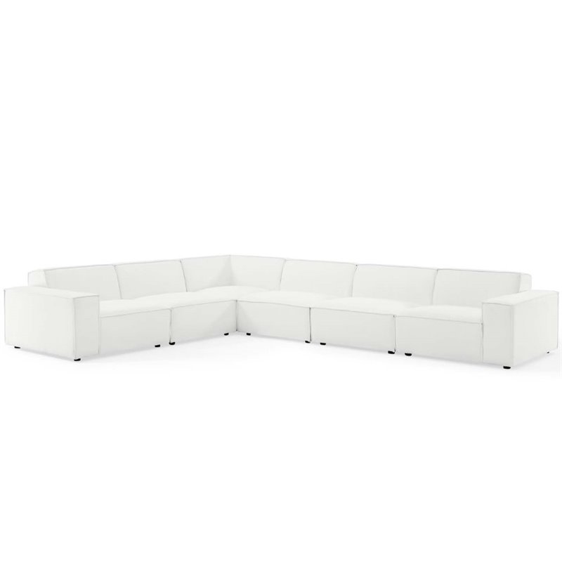 Modway Restore 6-Piece Modern Fabric Sectional Sofa in White ...