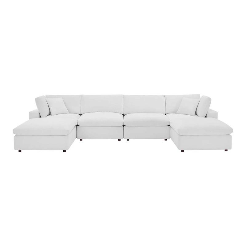 Modway Commix 6-Piece Performance Velvet Sectional Sofa in White | Bush ...