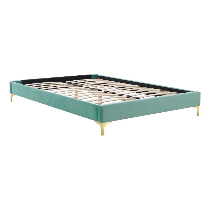 Modway Sutton King Modern Performance Velvet Bed Frame in Mint Green ...