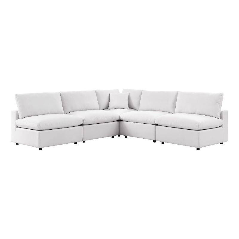 Modway Commix 5-Piece Modern Fabric Patio Sectional Sofa in White ...