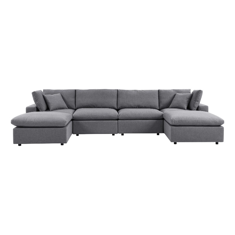 Modway Commix 6-Piece Modern Fabric Upholstered Outdoor Sectional Sofa ...