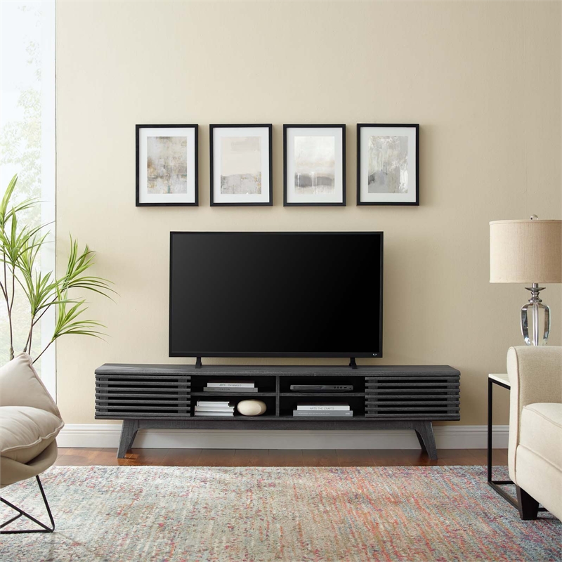 Modway Render 70"W Modern Wood TV Stand for TVs up to 78" in Charcoal ...