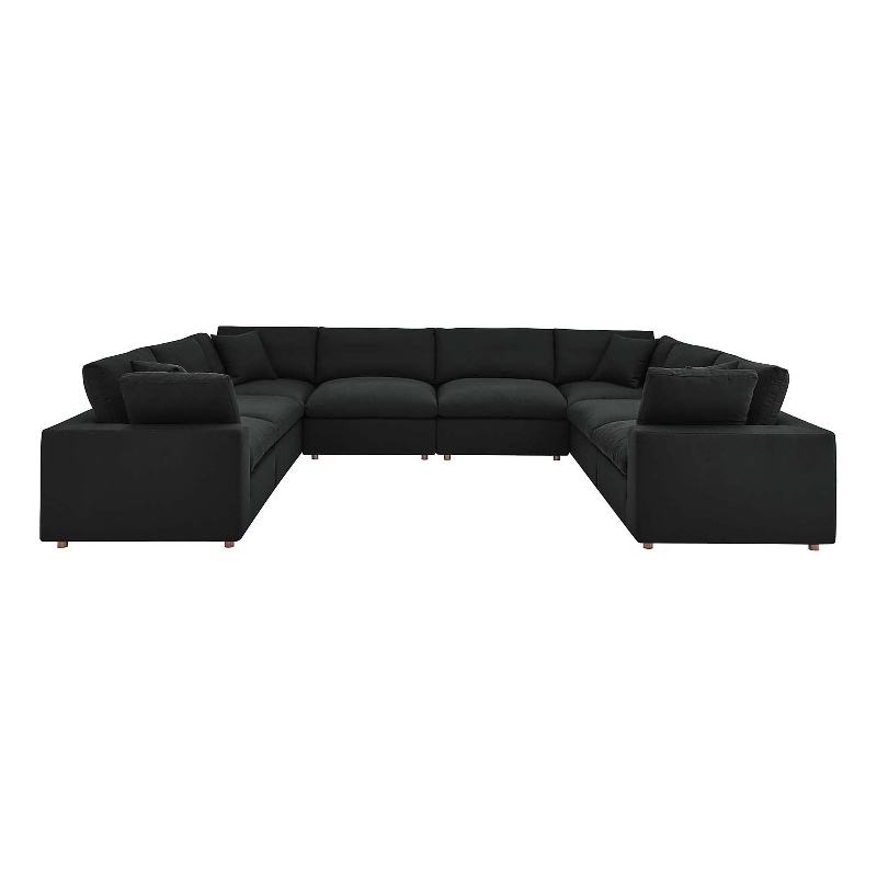 Modway Commix 8-Piece Fabric Down Filled Sectional Sofa in Black ...