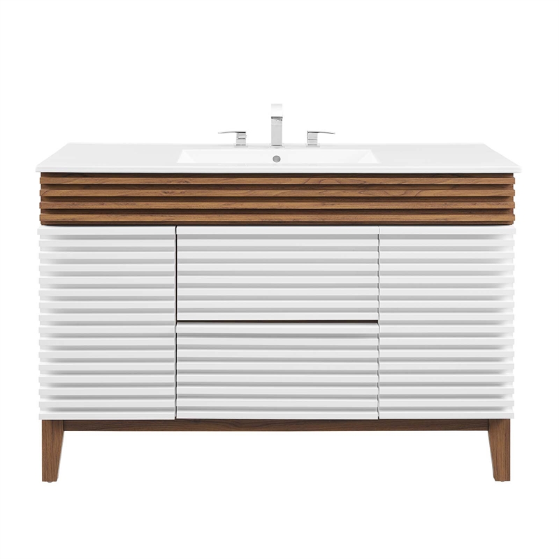 Modway Render 48" Plastic and Wood Single Sink Bathroom Vanity in White ...