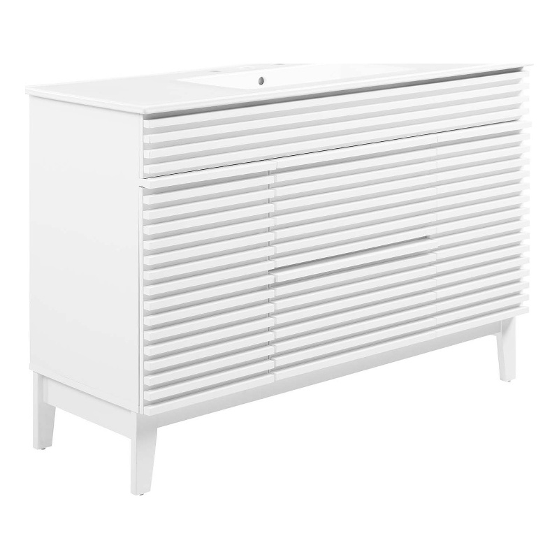 Modway Render 48" Plastic and Wood Single Sink Bathroom Vanity in White ...