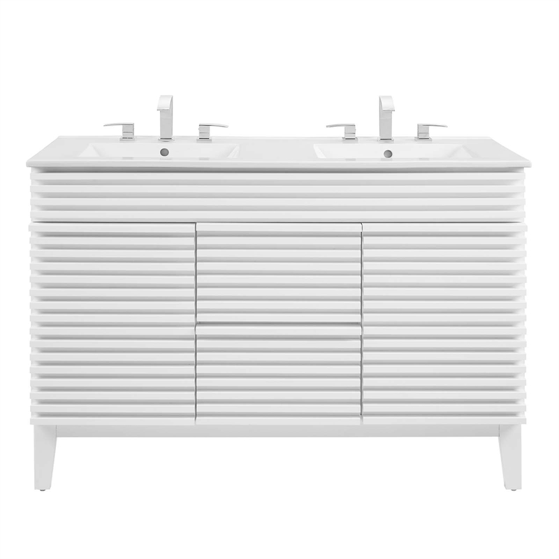 Modway Render 48" MDF Wood Double Sink Bathroom Vanity in White | Bush ...